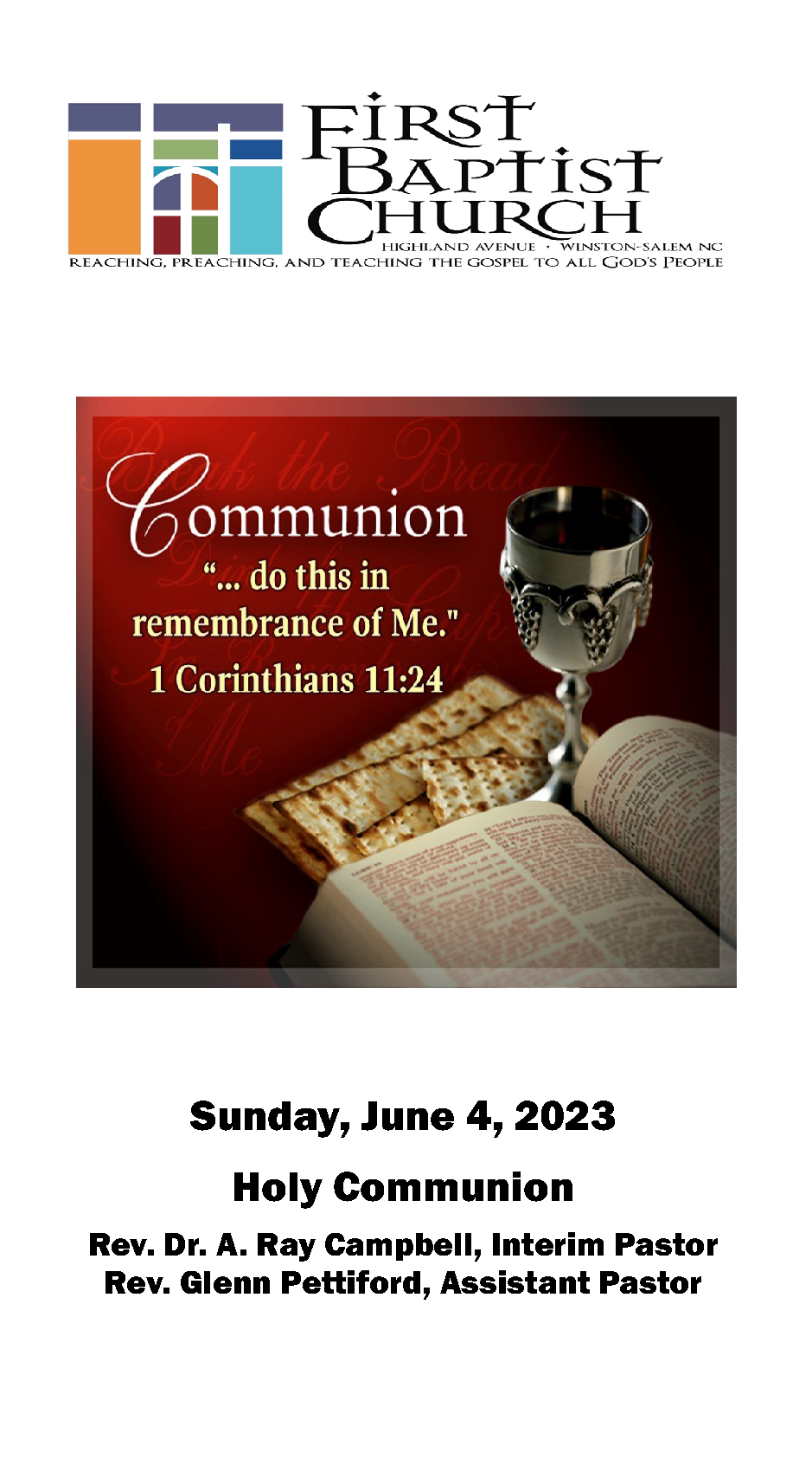 Sunday Bulletins 2023 - First Baptist Church, Highland Avenue