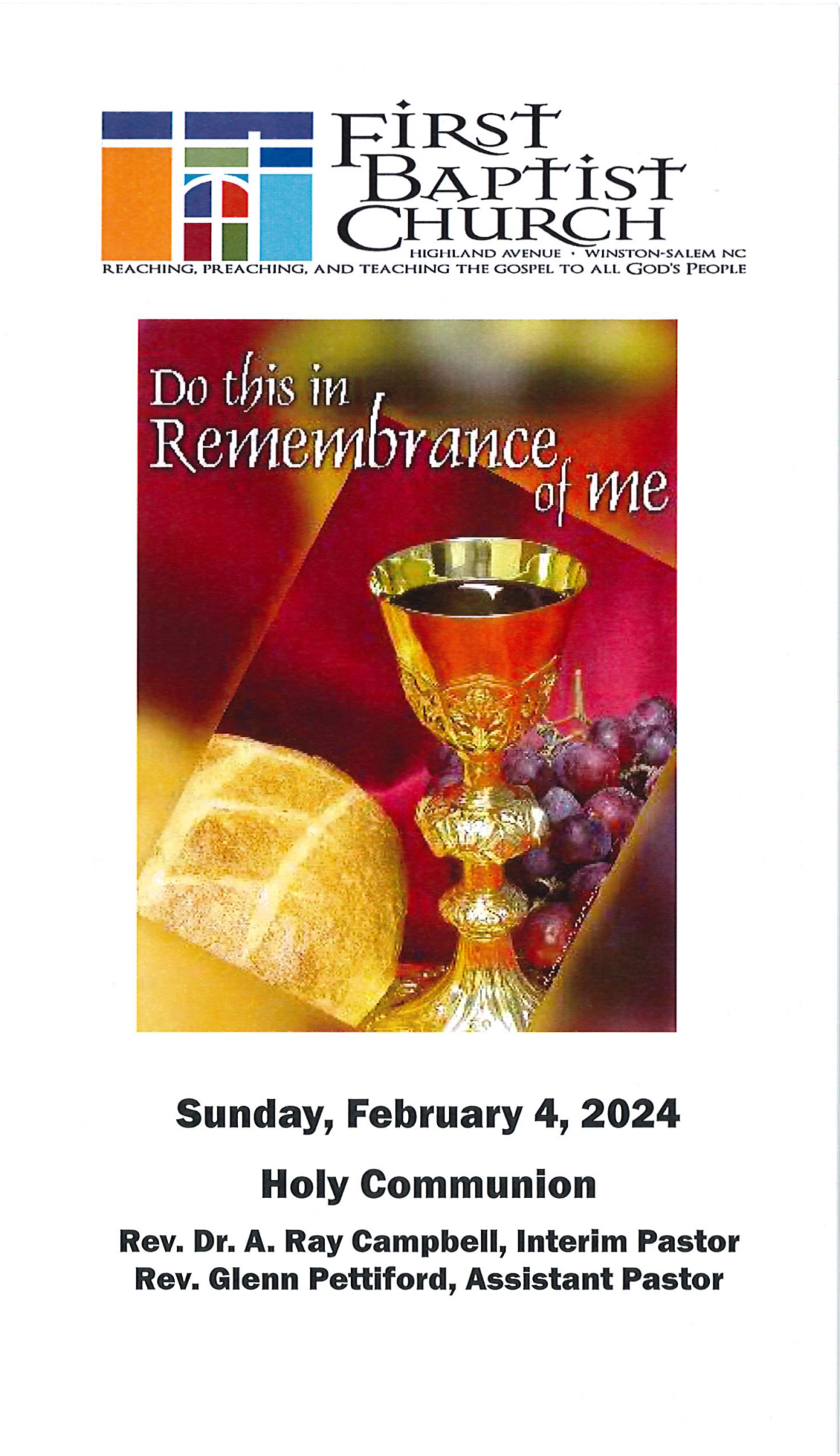 Sunday Bulletins - First Baptist Church, Highland Avenue